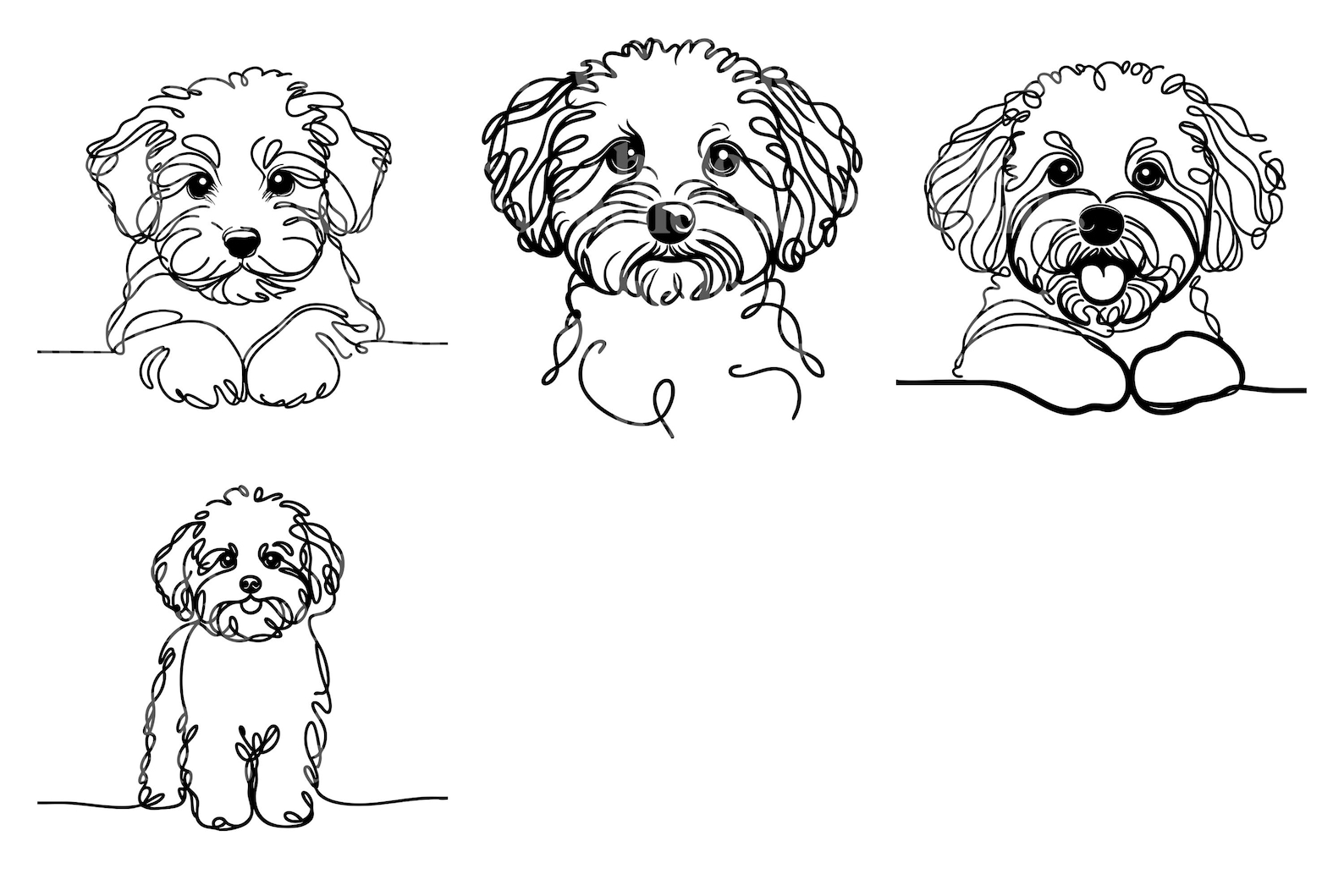 Maltipoo Line Art Clipart Bundle: Minimalist Dog SVG, PNG (digital ...