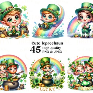 St Patricks Leprechaun Clipart Bundle 45 High Quality PNG & JPEG, Lucky ...