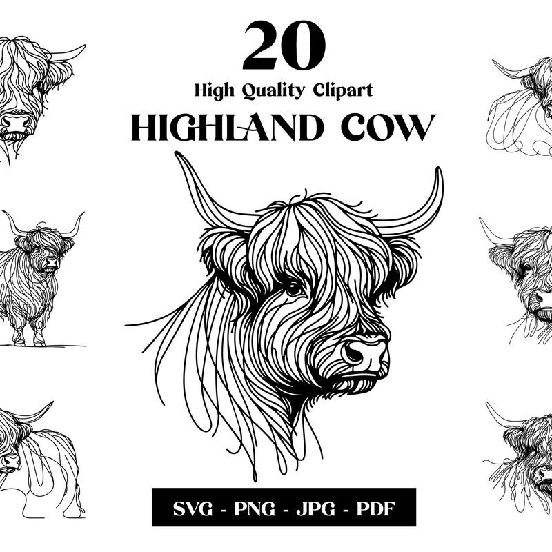 Cow Svg Clip Art Outline - Etsy UK