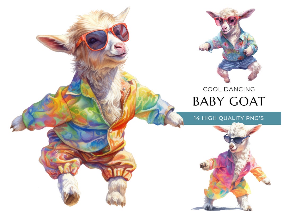 Cool Dancing Baby Goat Clipart, 14 High Quality Pngs, Cute Watercolor ...
