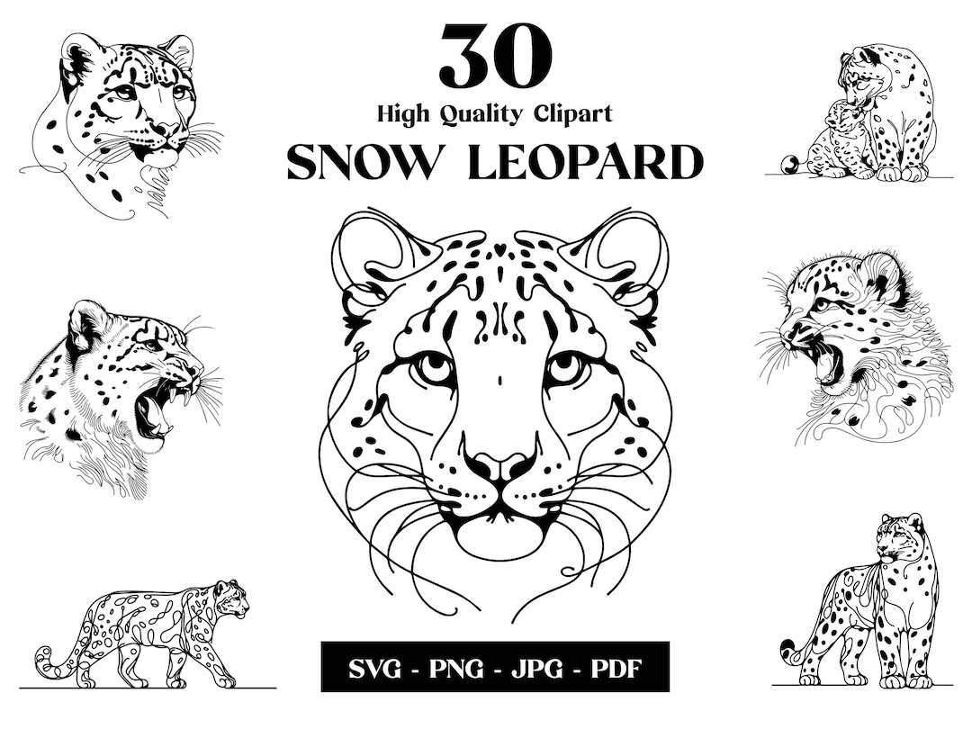 Snow Leopard Line Art: Minimalist SVG Clipart (digital Download) - Etsy