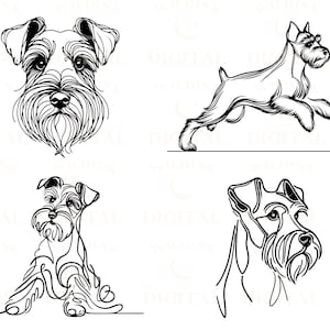 Miniature Schnauzer Line Art: SVG PNG Clipart Bundle (digital Download ...