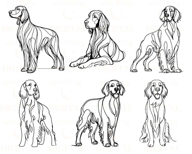 Irish Setter Line Art: Minimalist Dog SVG PNG Clipart (digital Download ...