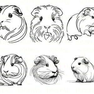 Guinea Pig SVG Clipart: Minimalist Line Art, Tattoo Design (digital ...