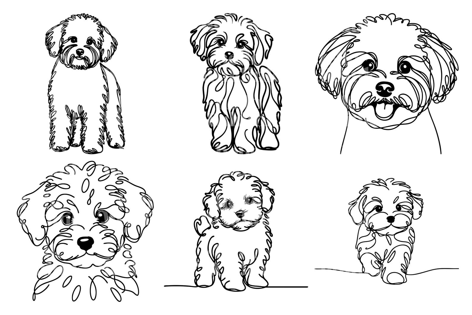 Maltipoo Line Art Clipart Bundle: Minimalist Dog SVG, PNG (digital ...