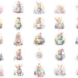 Pastel Rainbow Woodland Christmas Animals, 180 Clipart Bundle, Forest ...