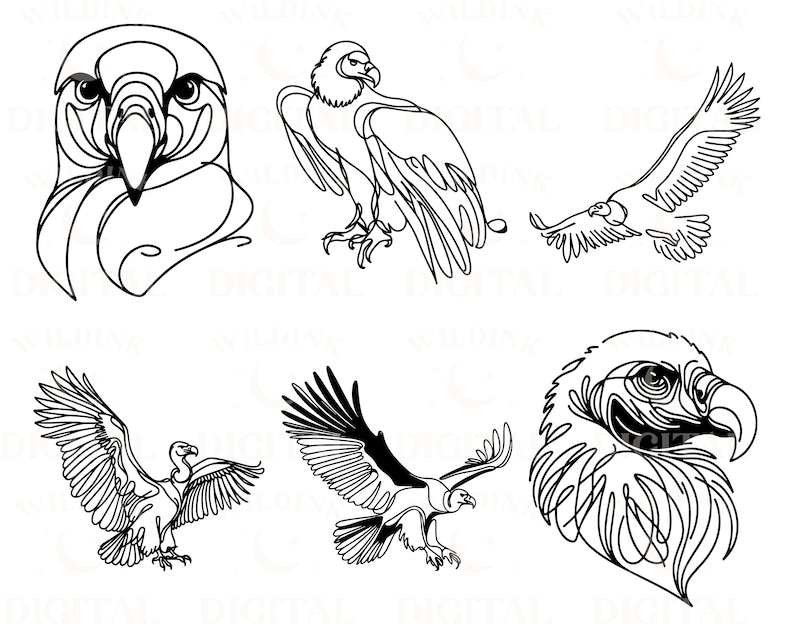 Condor Line Art SVG Clipart: Minimalist Tattoo Design (digital Download ...