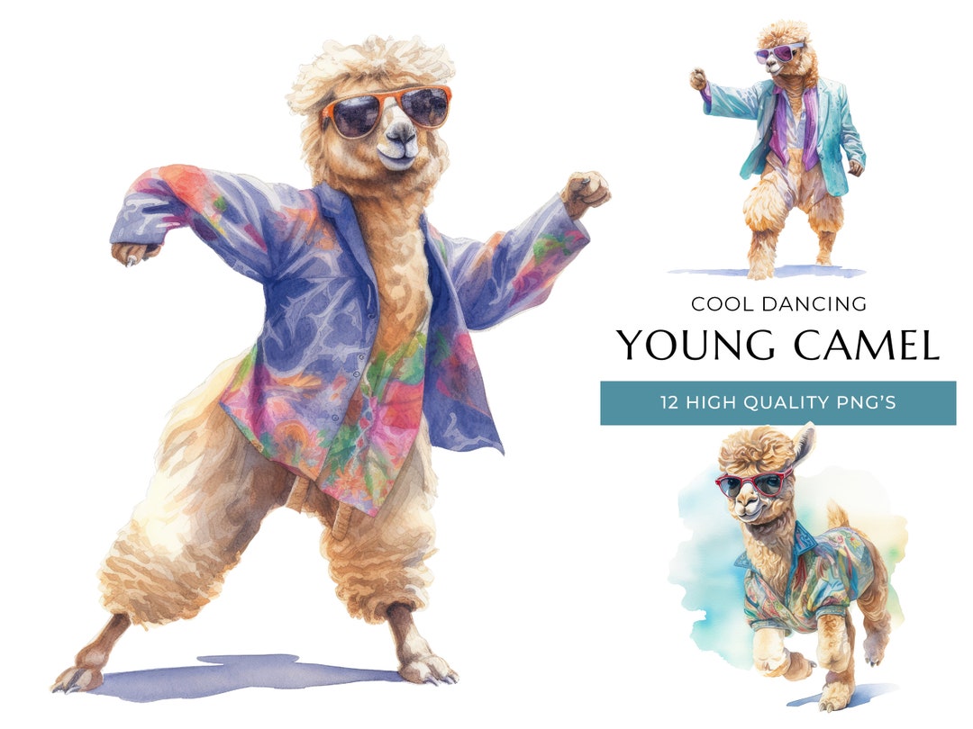 Cool Dancing Camel Clipart, 12 High Quality Pngs, Funny Watercolor ...