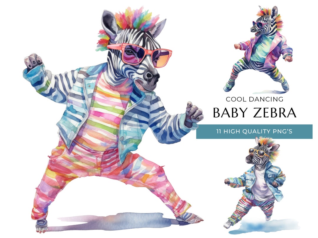 Cool Dancing Baby Zebra Clipart, 11 High Quality PNG, Cute Watercolor ...