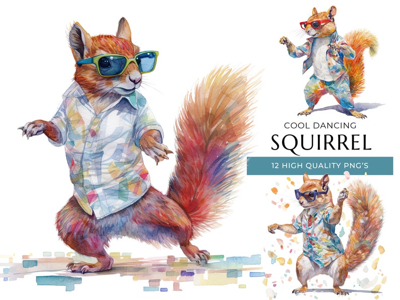 Cool Dancing Squirrel Clipart 12 High Quality Pngs Funny - Etsy