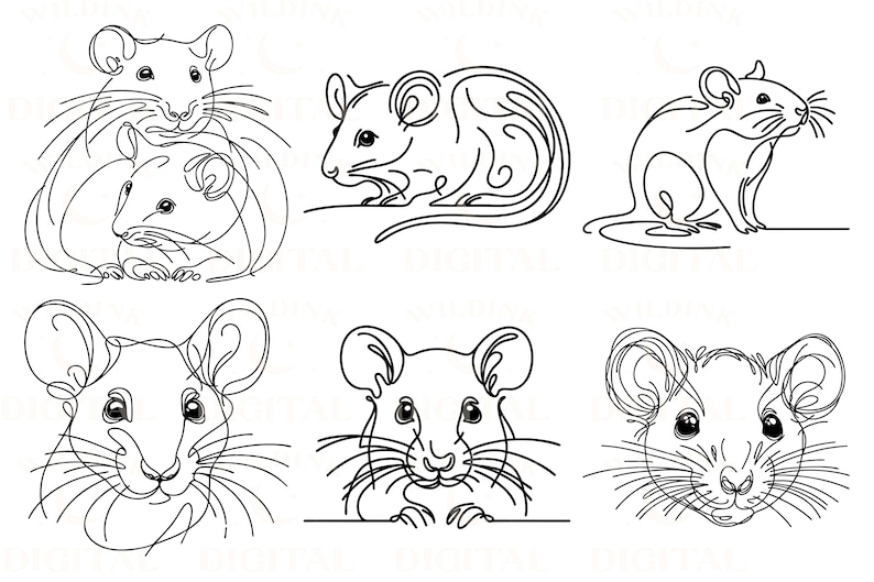 Rat SVG Clipart: 35 Rodent Line Art Designs (digital Download) - Etsy