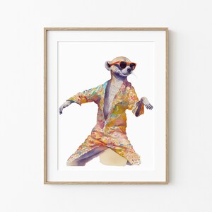 Dancing Meerkat Clipart: Funny Watercolor Animal Pngs (digital Download ...