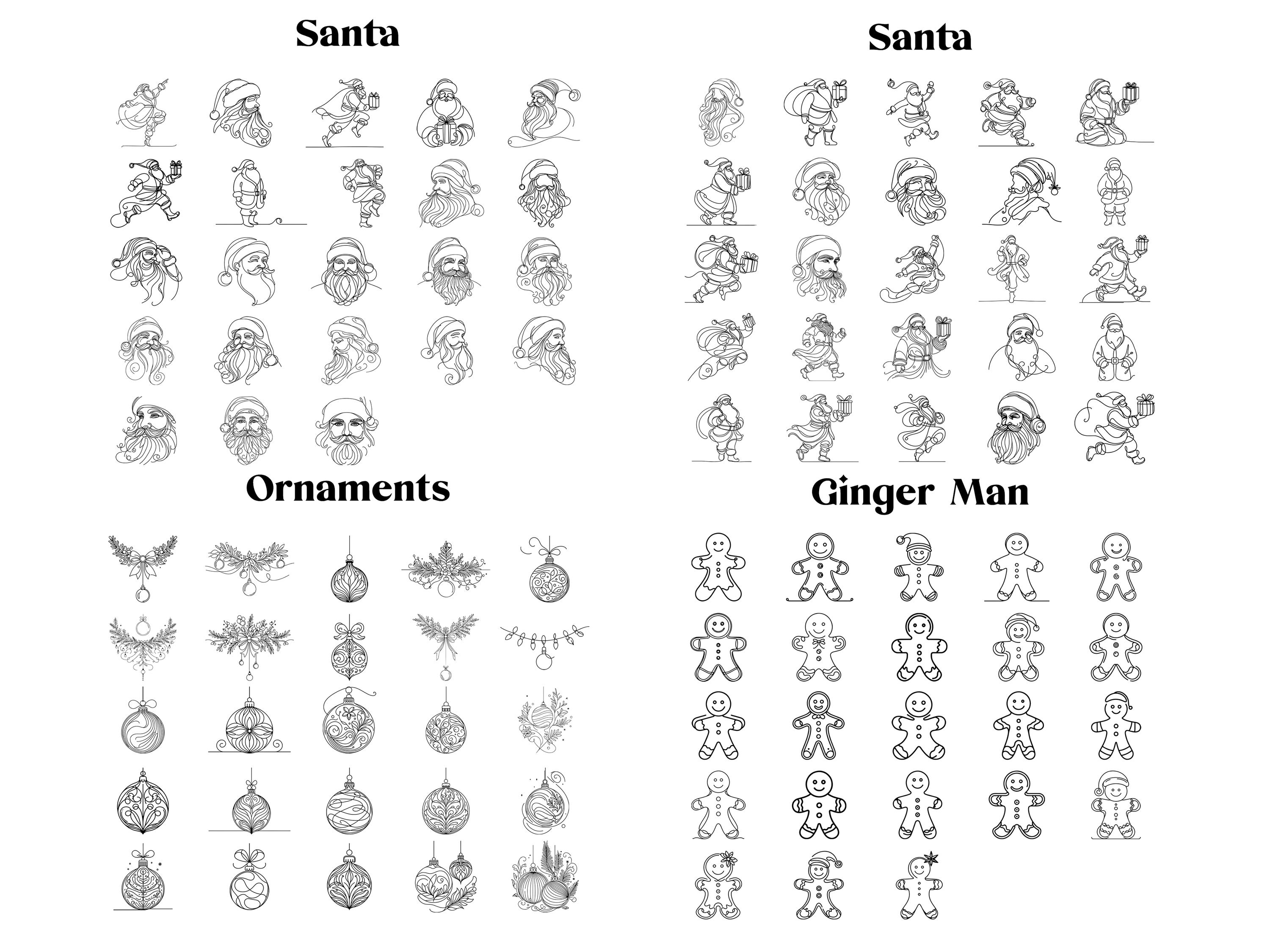 Christmas Line Art SVG Clipart Bundle (430 Graphics) - Etsy