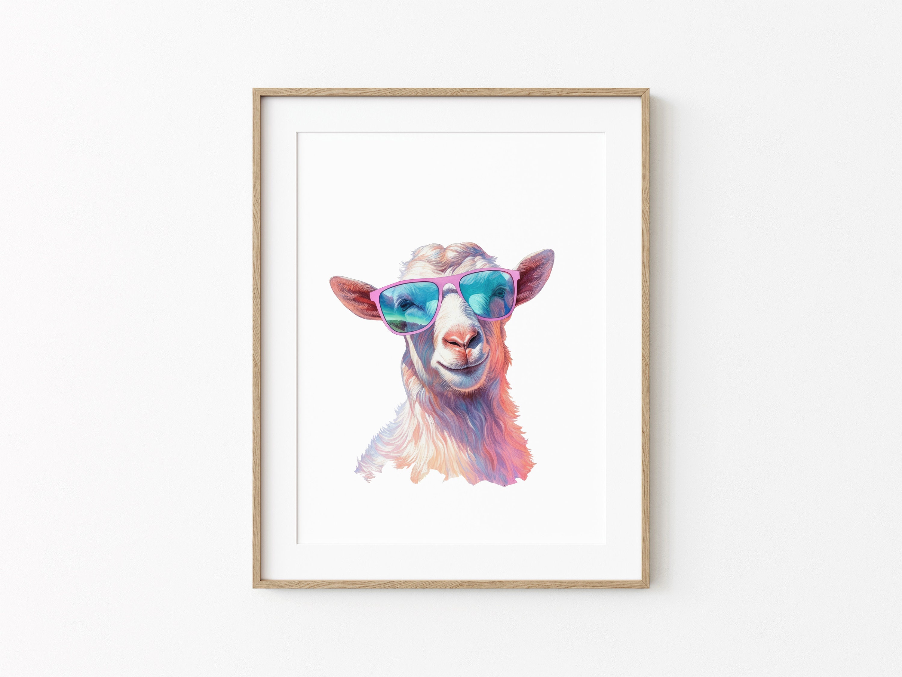 Watercolor Goat Clipart With Sunglasses, Farm Animal Art (digital ...