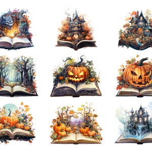 Halloween Fantasy Books Clipart 100 High Quality PNG & JPEG, Open Book ...