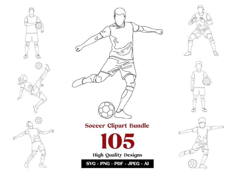 Soccer Clipart SVG Bundle, 105 Soccer Vector, Sport Designs, Cricut ...