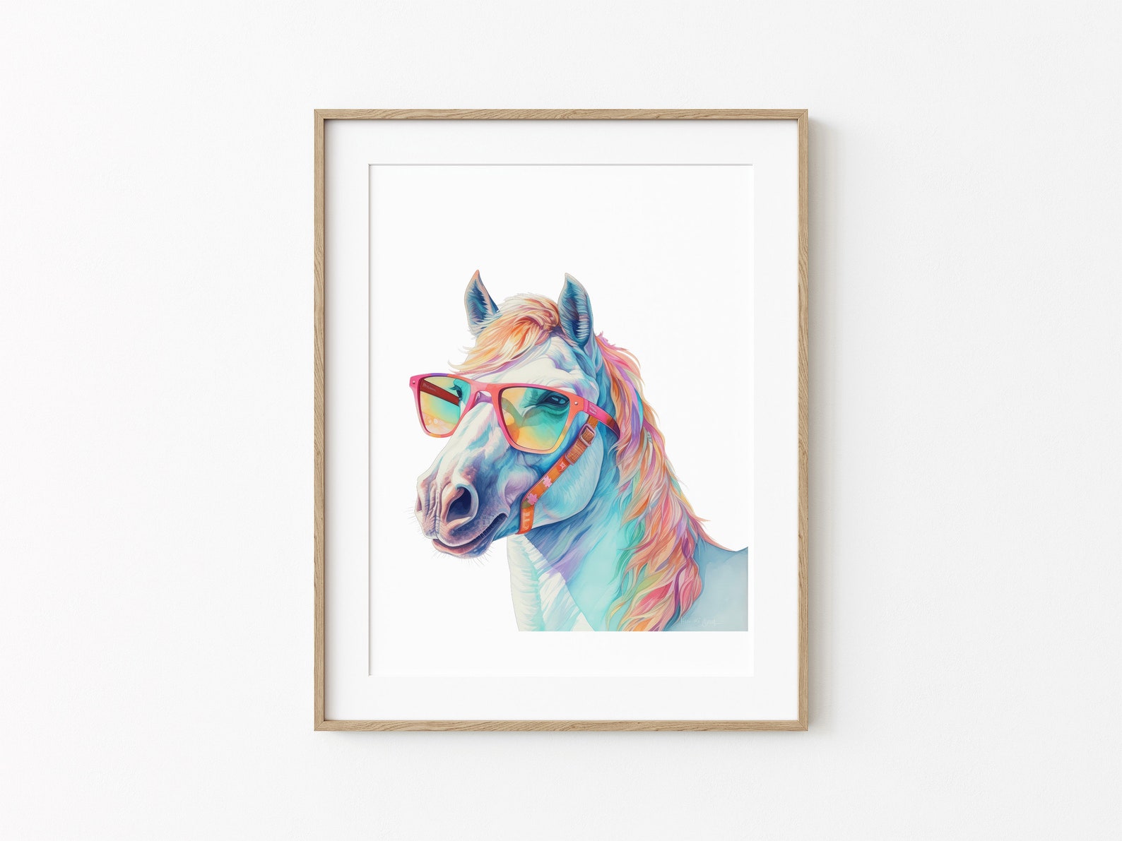 Watercolor Horse Clipart With Sunglasses: Farm Animal PNG JPEG (digital ...