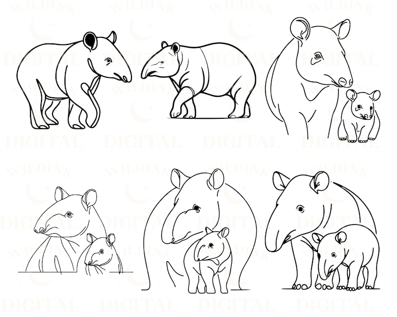 Tapir SVG Clipart: Minimalist Line Art Vector (digital Download) - Etsy
