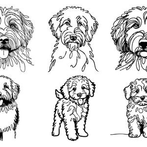 Aussiedoodle SVG & PNG Clipart Bundle: Digital Line Art, Minimalist ...