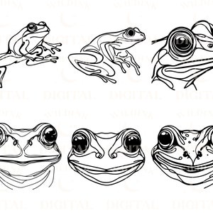 Frog Line Art SVG Clipart: Minimalist Tattoo Design (digital Download ...