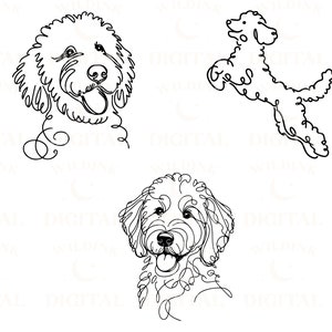 Goldendoodle Line Art Clipart Bundle: Minimalist Dog Vector (digital ...