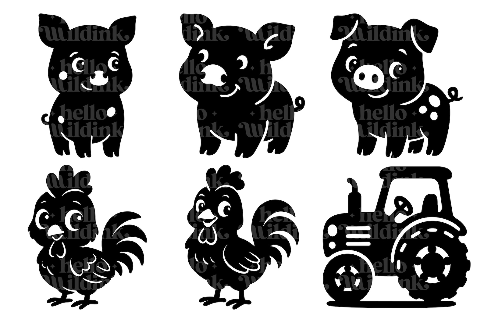Farm Animals SVG Bundle: 32 Laser Cut Files, Nursery Decor (digital ...