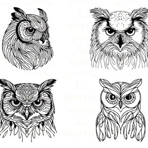 Owl Line Art SVG Clipart: Minimalist Tattoo Design (digital Download ...