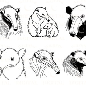 Giant Ant Eater SVG Clipart, Minimalist Line Art, Logo Animal Vector ...