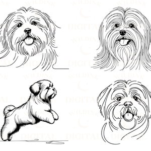 Lhasa Apso SVG & PNG Clipart Bundle: Digital Line Art, Minimalist ...