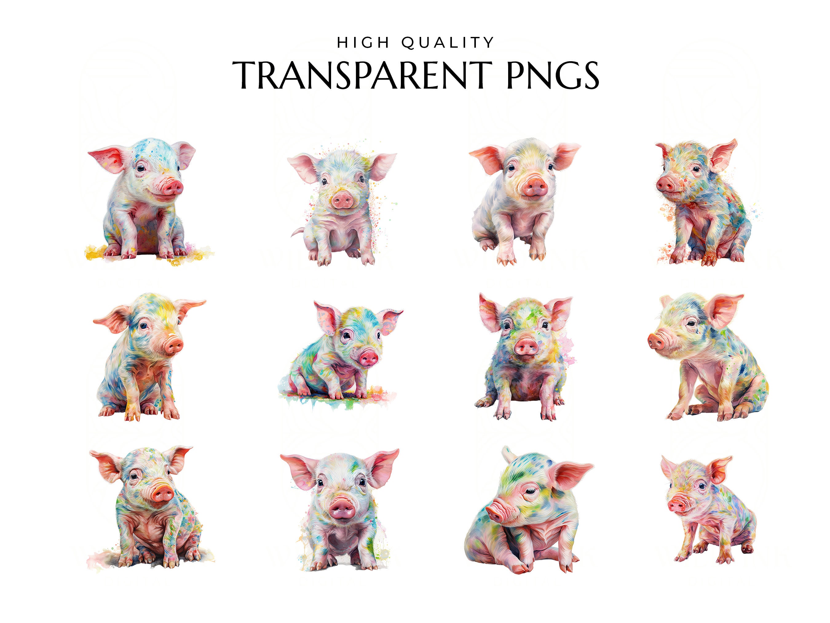 Watercolor Baby Pig Clipart: Farm Nursery Art (digital Download) - Etsy