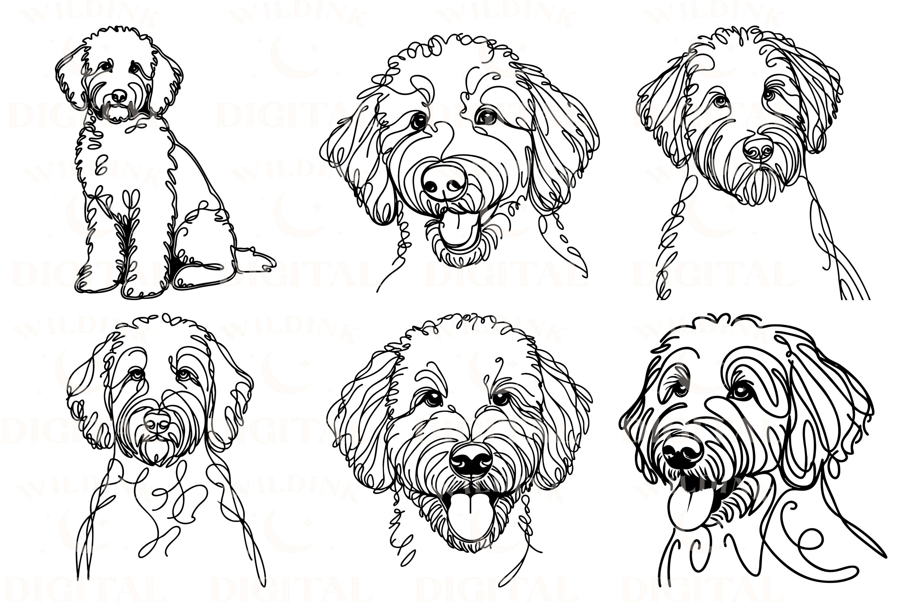 Labradoodle Line Art: SVG PNG Clipart Bundle (digital Download) - Etsy