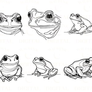 Frog Line Art SVG Clipart: Minimalist Tattoo Design (digital Download ...