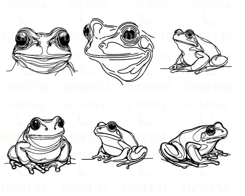 Frog Line Art SVG Clipart: Minimalist Tattoo Design (digital Download ...