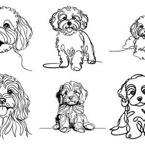Cavapoo Line Art SVG & PNG Clipart Bundle: Minimalist Dog Tattoo Design ...
