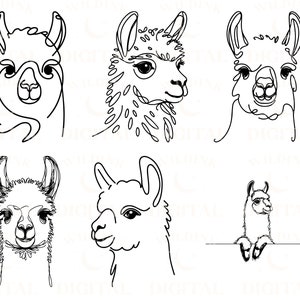 Llama Line Art SVG Clipart: Minimalist Animal Vector (digital Download ...