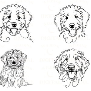 Goldendoodle Line Art Clipart Bundle: Minimalist Dog Vector (digital ...