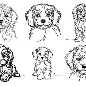 Cavapoo Line Art SVG & PNG Clipart Bundle: Minimalist Dog Tattoo Design ...