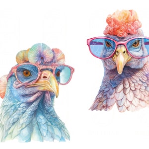 Watercolor Turkey Clipart With Sunglasses, Farm Animal PNG JPEG ...