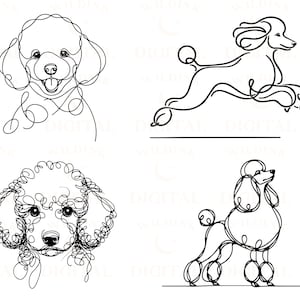 Poodle Line Art Clipart Bundle: Minimalist Dog Vector (digital Download ...