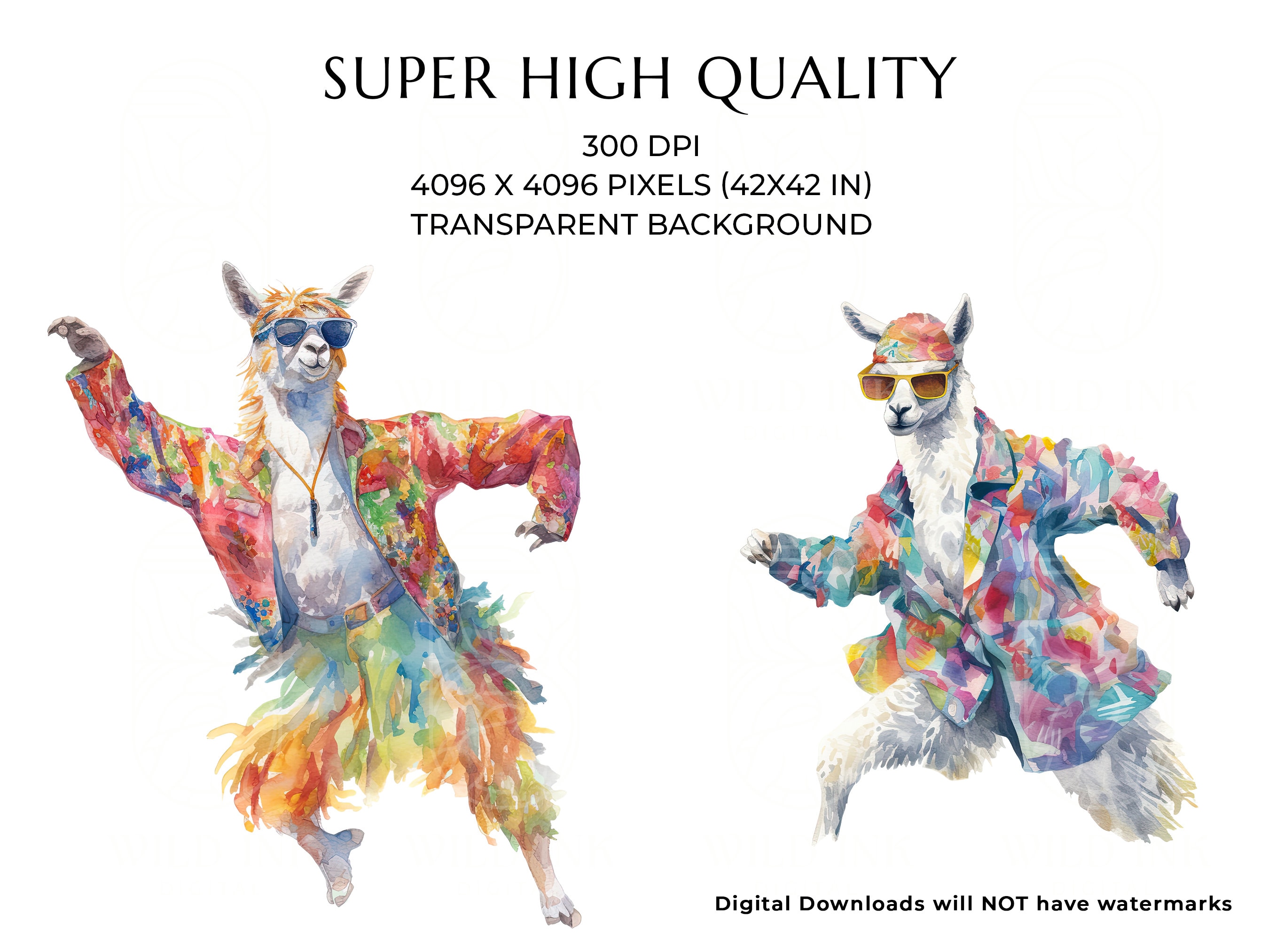 Cool Dancing Llama Clipart 14 High Quality Pngs Funny - Etsy