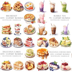Mega Bundle Sweet Treats 1,115+ High Quality PNG & JPEG, Watercolor ...