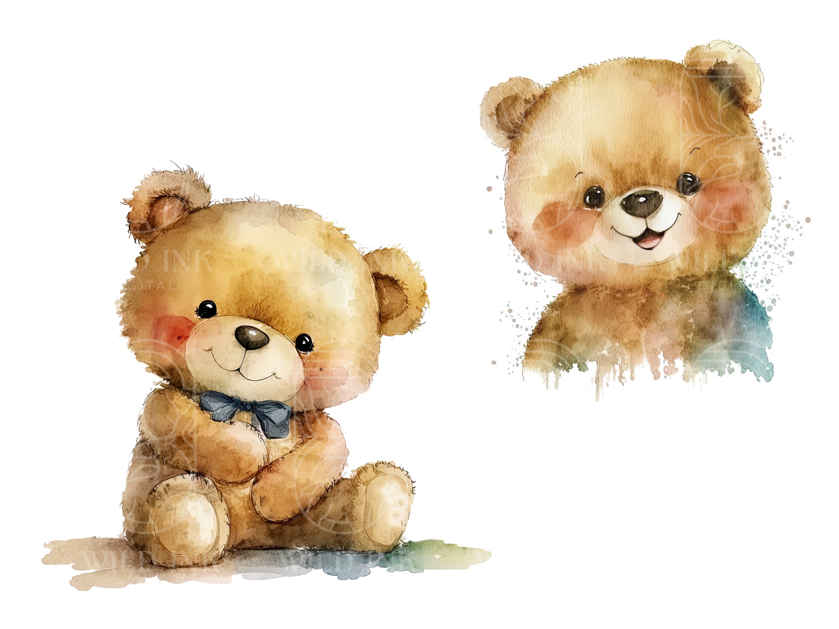 Teddy Bear Cute Clipart Pack 9 High Quality Pngs Nursery - Etsy
