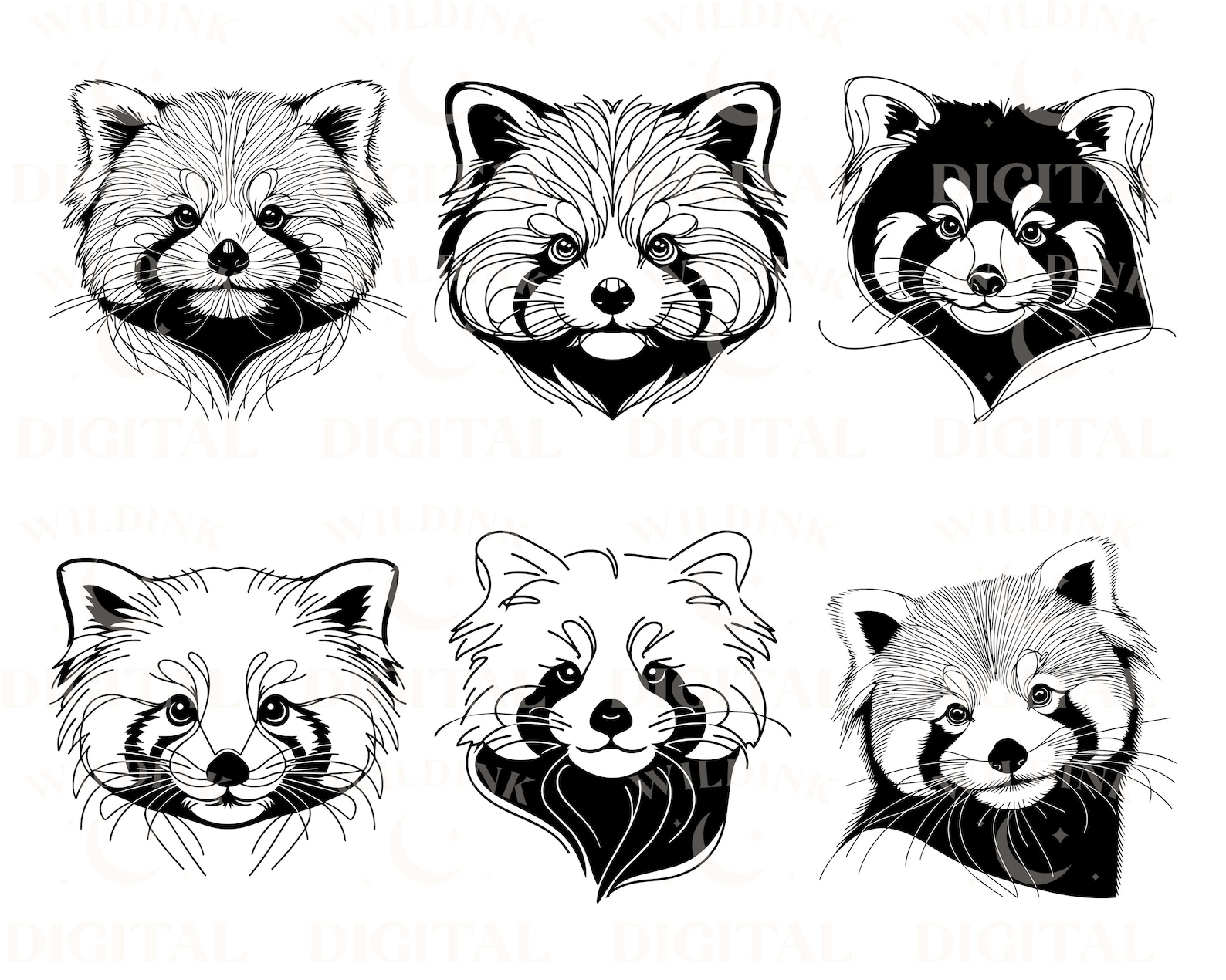 Red Panda Line Art SVG Clipart: Minimalist Tattoo Design (digital ...