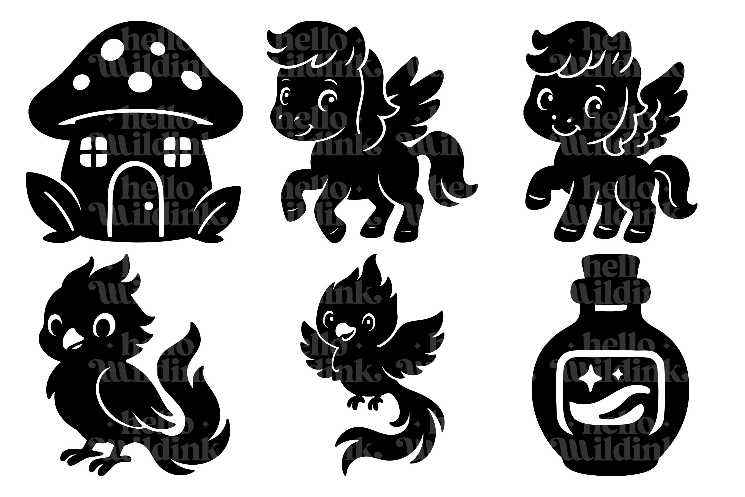 Fantasy Creatures SVG Bundle: 38 Magical Clipart Designs (digital ...