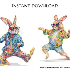 Cool Dancing Rabbit Clipart, 13 High Quality Pngs, Funny Watercolor ...