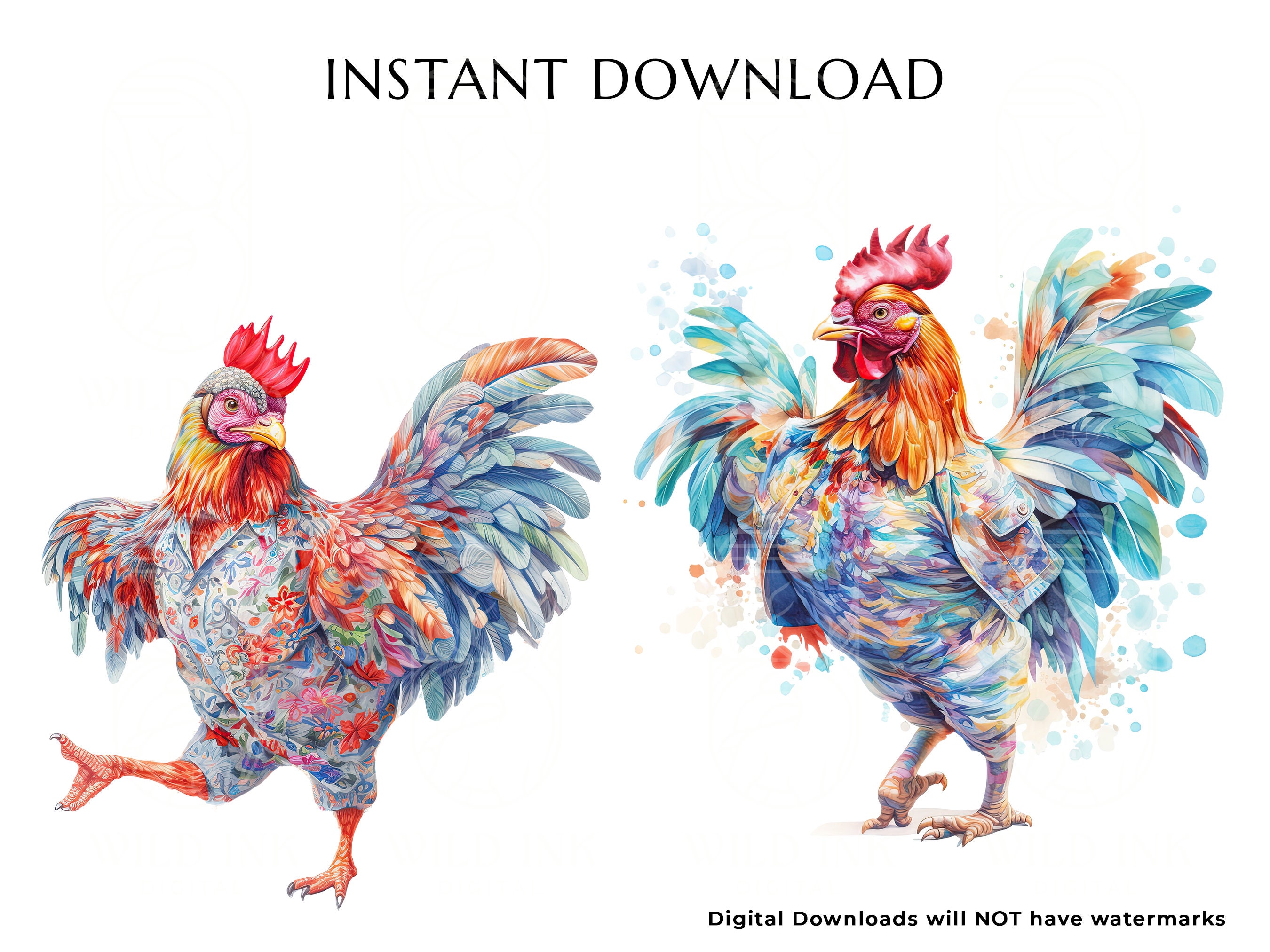 Cool Dancing Rooster Clipart 12 High Quality Pngs Funny - Etsy