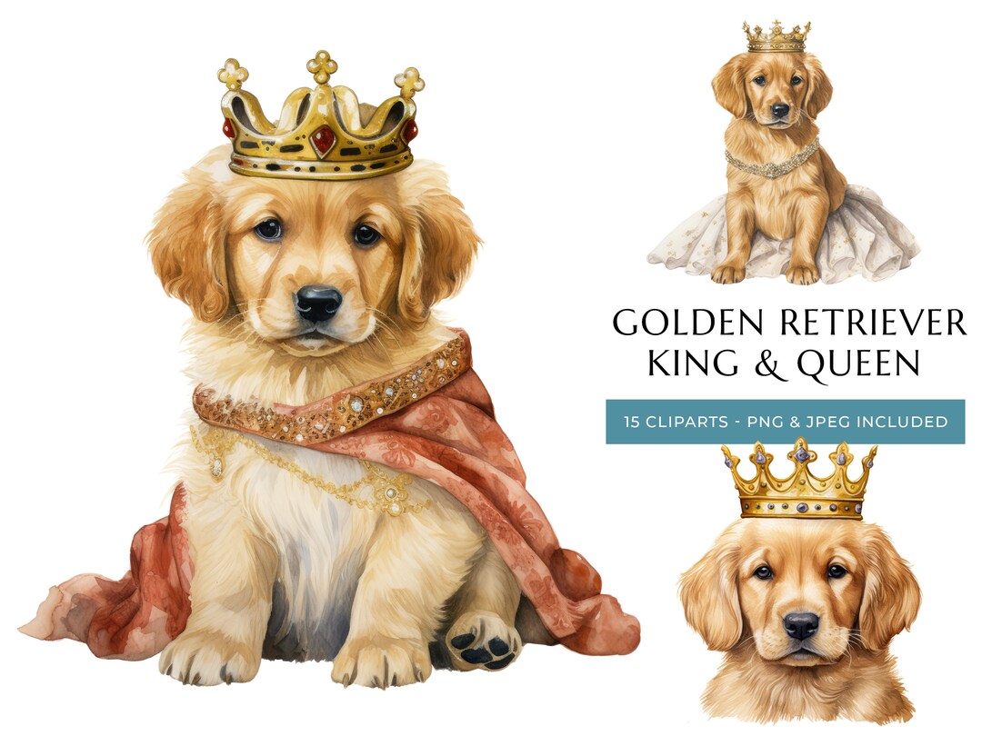 Golden Retriever King & Queen Watercolor Clipart (digital Download) - Etsy