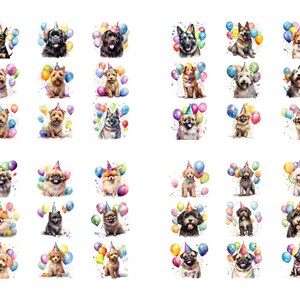 Watercolor Dog Birthday Party Clipart Bundle 300+ High Quality PNG ...