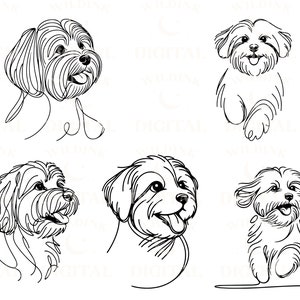 Havanese Line Art Clipart Bundle: Minimalist Dog Vector (digital ...