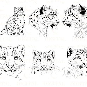Snow Leopard Line Art: Minimalist SVG Clipart (digital Download) - Etsy